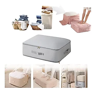 SINKZAICO Ultra Space Saving Self Compression Organizer,Packing Cubes,Waterproof And Moisture-Proof,High Capacity,For Blankets Clothes Duvet Comforter（Gray 21.2 * 16.2 * 11.8 In）