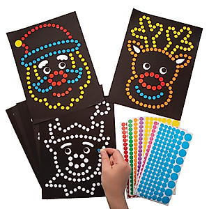 Baker Ross AT224 Christmas Dotty Sticker Art - Pack of 8, Festive Arts and Crafts