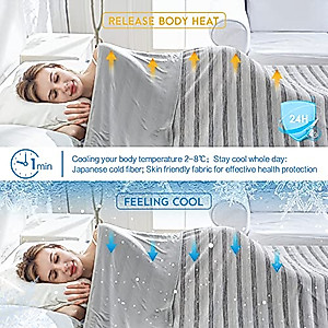 AmyHomie Cooling Blanket, Cooing Throw Blankets with Double Sided Cold Effect, Summer Breathable Lightweight Blankets for Hot Sleepers and Night Sweats, Transfers Heat to Keep You Cool, 50×70in