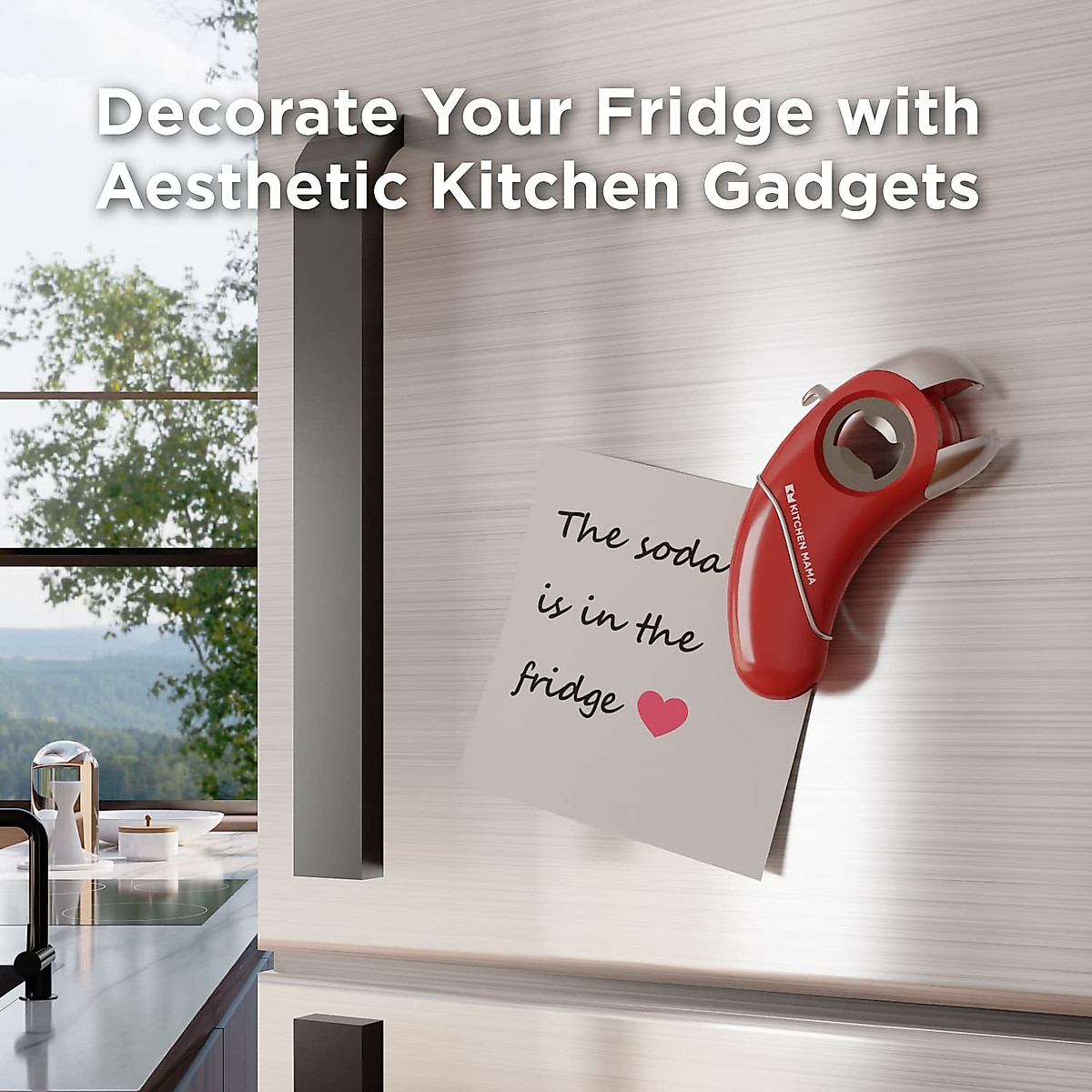 Kitchen Mama Epic One Multifunction Opener: A Pick Ergonomic Opener- Magnetic Bottle Opener, Beer & Soda Can Opener, Pull Tab & Jar Opener for Weak Hands and Arthritis (Red)