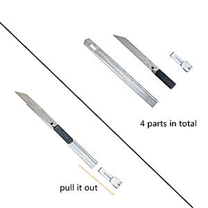 9mm Utility Knife Blades Replacement, 50 Pcs Snap-Off Blades with a Retractable Utility Knife, Carbon Steel Blades For Vinyl Knife, Box Cutter, Craft Knife, Use in Office, Home, Arts, Crafts