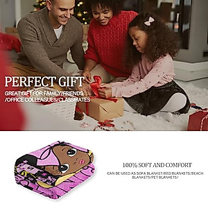OIIJZzy African American Black Girl Blanket for Kids, Black Girl Magic Blanket for Baby Toddler, Afro Princess Throw Blanket for Sofa Bedroom Birthday Gift Decor 60"x50"