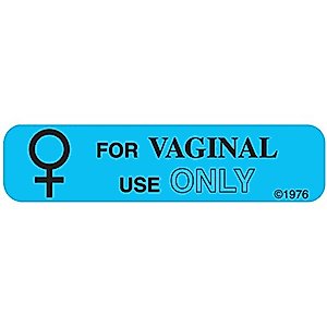 PHARMEX 1-72G Permanent Paper Label, Vaginal USE ONLY", 1 9/16" x 3/8", Blue (500 per Roll, 2 Rolls per Box)