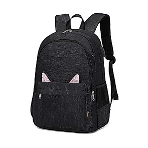 Wadirum Cute Backpack for Girls Fashion Laptop Bag Fit for 15.6 Inches Notebook Black