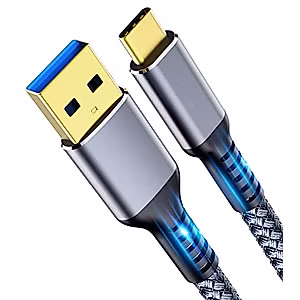 Short USB C Cable 1ft, 3.2 Gen 2 USB A to C Cord, 10Gbps High Speed Data Transfer, 3.1A 60W Type C Fast Charging Wire compatible with Samsung Pixel Moto LG Phones SSD Powerbank Tablets Laptop, Braided