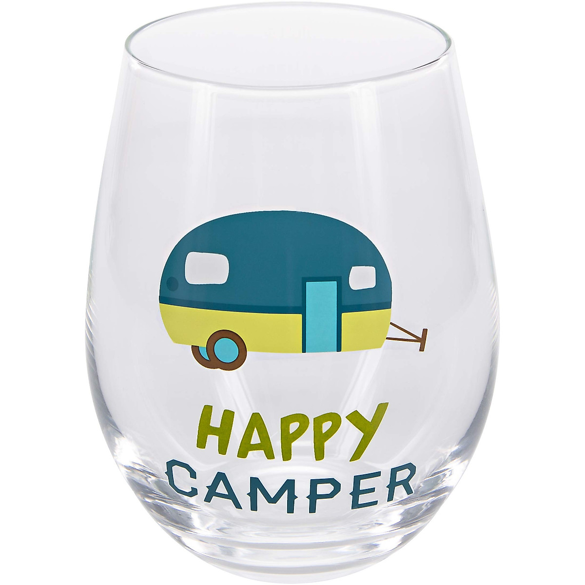 Pavilion - Happy Camper - 18 Oz Stemless Wine Glass
