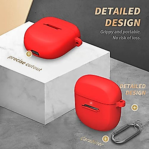 YIPINJIA Case for Bose QuietComfort Earbuds II 2022, Soft Silicone Scratch Proof & Shockproof Protective Skin Sleeve Cover Compatible with Bose QuietComfort Earbuds 2 with Keychain - Red