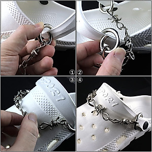 VIQWYIC Metal Twisted Chains Shoe Charms, Fashion Cool Punk Alloy, Decoration for Sandals Clog Accessories