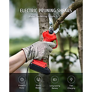 TERRADISE Cordless Electric Pruning Shears, Battery Operated Pruning Shears with 2 Rechargeable Lithium Batteries for Gardening, Professional Tree Branch Pruner, 1.2 Inch (30 mm) Cutting Diameter