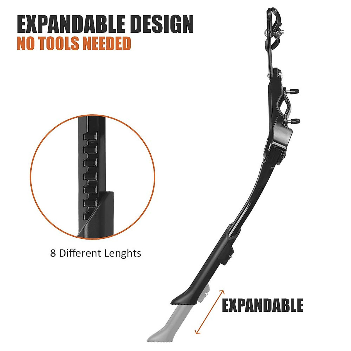 BV Bike Kickstand - Lightweight Aluminum Alloy Rear Side Kick Stand for 24-28" Bikes - Tool-Free Installation, Suitable for All Bikes and Terrains