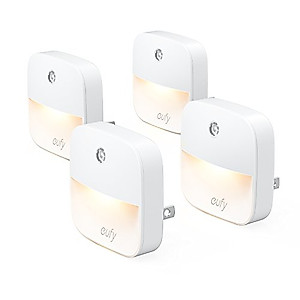 eufy by Anker, Lumi Plug-in Night Light, Warm White LED, Dusk-to-Dawn Sensor, Bedroom, Bathroom, Kitchen, Hallway, Stairs, Energy Efficient, Compact, Light 4-Pack