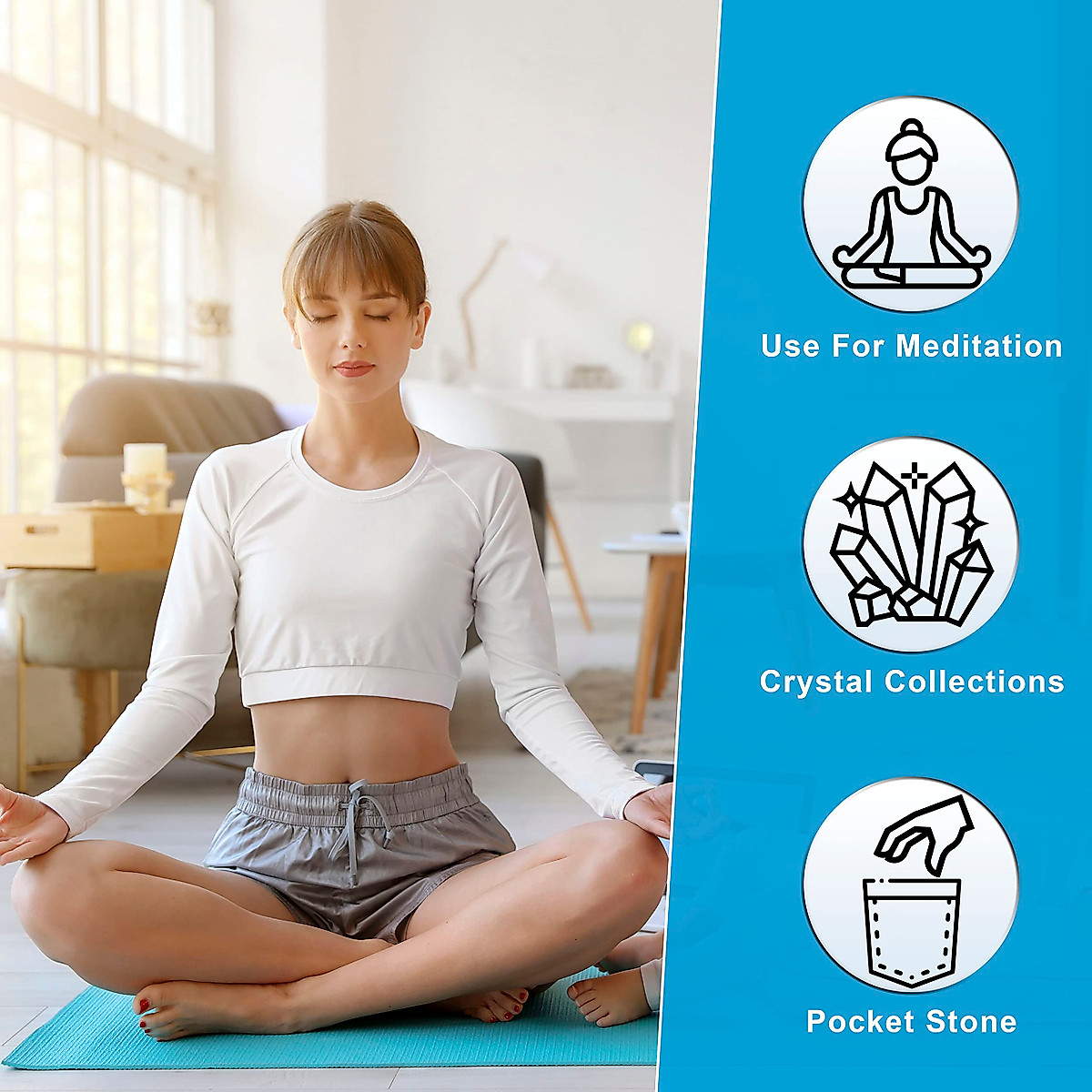 Crocon 50mm Selenite Heart stone Big Heart Shape Puff Stones Set 450+ Carats Pocket Crystal Healing Tumble Collection Palm Worry Stone Balancing Good Luck Charm Meditation Gift Craft Home Decor