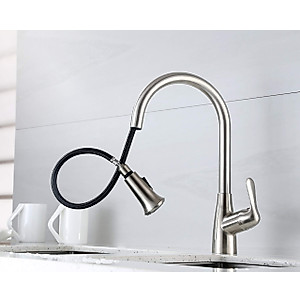 Derengge Stainless Steel Kitchen Faucet Single Handle Pull-Down Kitchen Sink Faucet,Faucet for Farmhouse, Camper, Laundry, Rv, Bar,KF-058-SS