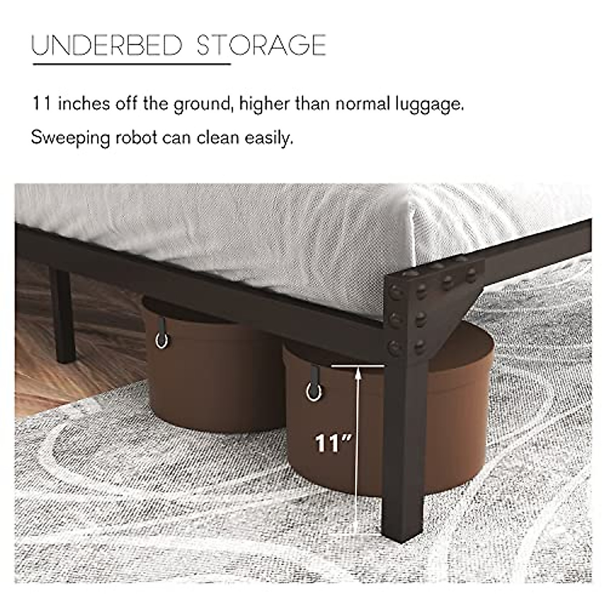 SHA CERLIN Twin Size Metal Platform Bed Frame with Wood Headboard, Mattress Foundation with Heavy Duty Metal Slats Support, No Box Spring Needed, Easy Assembly