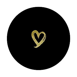 Yellow Minimalist Heart Black PopSockets Swappable PopGrip