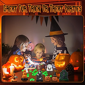 Wettarn 98 Pcs Halloween Miniatures Figurines Mini Tombstones Figurine Halloween Figurines Skulls Heads Resin Miniature Pumpkins Decor Garden Accessories Ornaments for Outdoor Home DIY Crafts Party