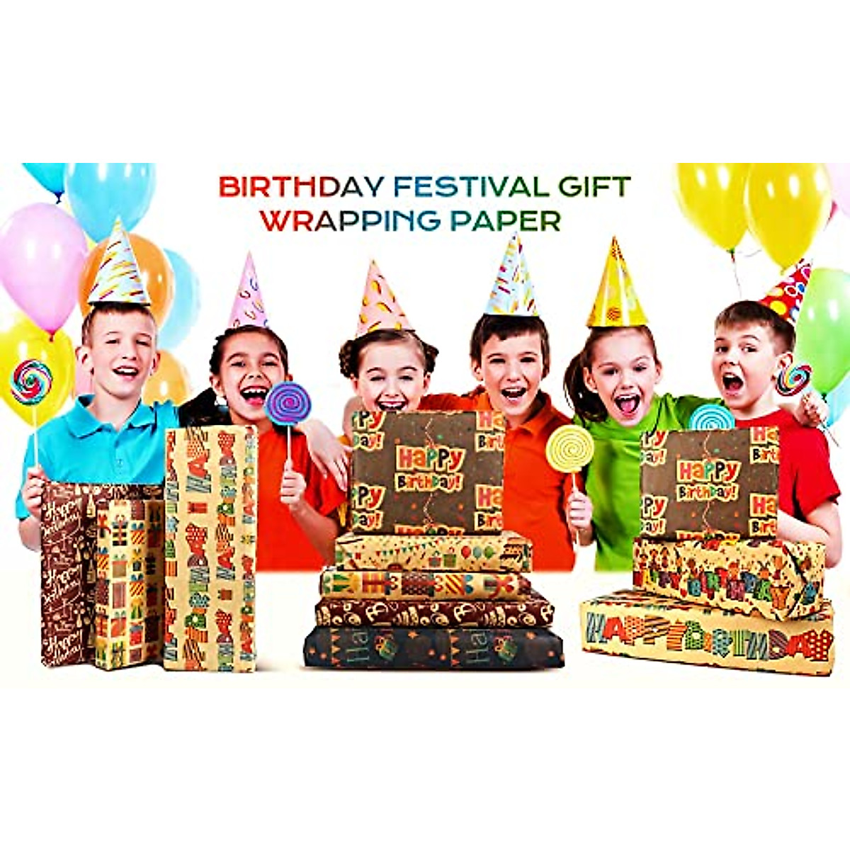 Birthday Wrapping Paper.9 Different Types of Gift Wrapping Paper（Each 27.5 x19.7 inches/70×50cm）.Birthday Wrapping Paper For Boys Men Women Girls Kids.…