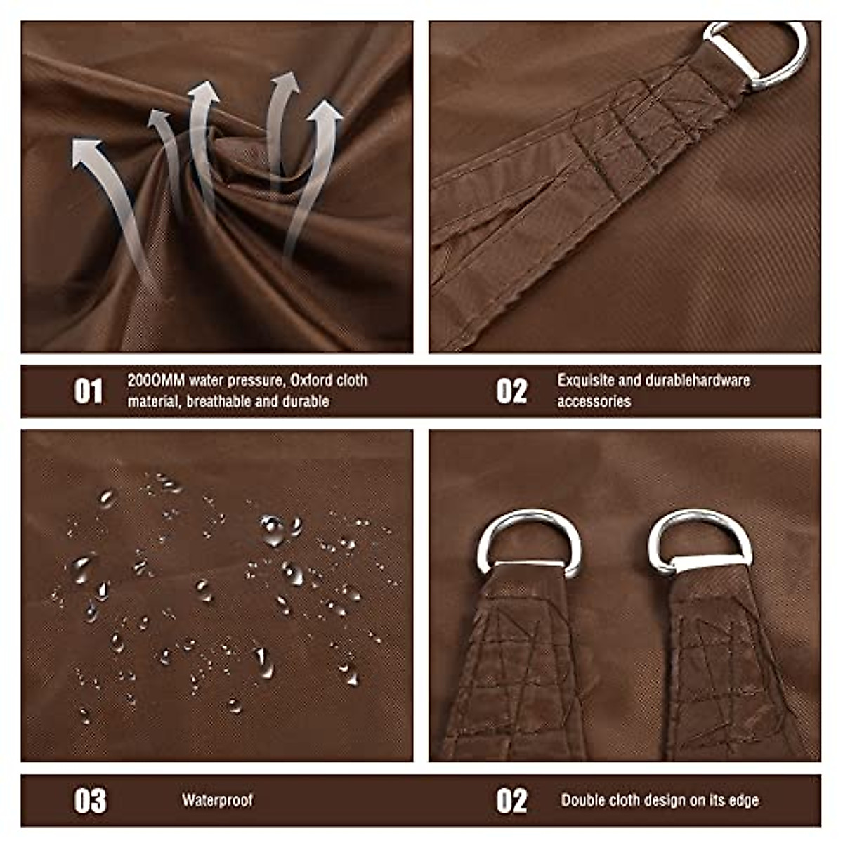 Number-one Sun Sail Shades, 9.8x9.8x9.8ft Sun Shade Sail Triangle/Waterproof 160GSM UV Block Sail Canopy, Sun Shade Sail Canopy for Patio Backyard Lawn Garden Deck Sand Camping or Outdoor Activities