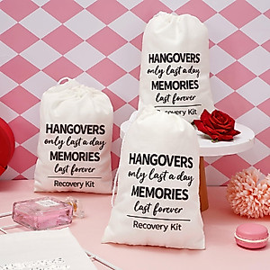 AnyDesign 10Pcs Wedding Hangover Kit Bags Classic Recovery Kit Bags Reusable Cotton Drawstring Muslin Amenity Bags Survival for Wedding Bridal Welcome Party Favor Memento Gift, 6 x 8 Inch