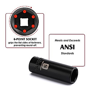 MIXPOWER 13 Pieces 3/8-Inch Drive Deep Impact Socket Set, 7mm to 19mm, CR-V, Metric, 6 Point, Deep, 13 Pieces 3/8" Dr. Socket