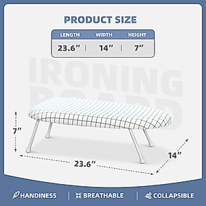 STORAGE MANIAC Tabletop Ironing Board with Folding Legs, Extra Wide Countertop Ironing Board with Cotton Cover, Portable Mini Ironing Board for Sewing, Craft Room, Household, Dorm, White