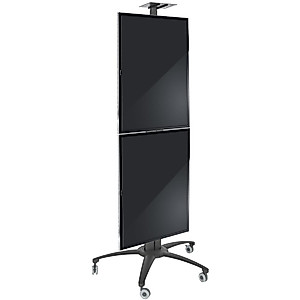 Displays2go LPGP36WB2 Dual TV Stand, Single Sided, for 30-60 Inch Flat Screen Monitors, Camera Tray