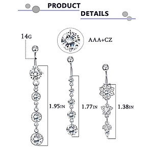 SEVENSTONE 10PCS Stainless Steel Belly Button Rings for Women Navel Piercing Bars Body Jewelry