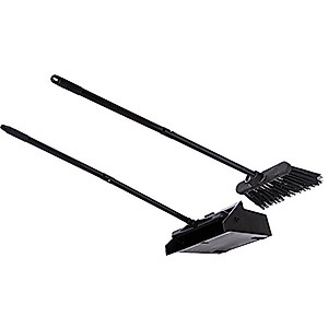 Carlisle FoodService Products Duo-Pan Upright Dust Pan and Broom Broom Set with Clip for Floor Cleaning, Restaurants, Office, And Janitorial Use, Plastic, 36 Inches, Black