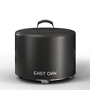 EAST OAK Pan Stove 21 Inch Fire Pit, Chisel Steel & 21 Inch Pan Stove Fire Pit Cover, 21.26" Dia X 13.97" H, Black