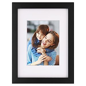 Golden State Art Picture Frame, 9x12 inches, Black, Acrylic Glass, Solid Wood, Mat for 6x8 Photos, Wall Display