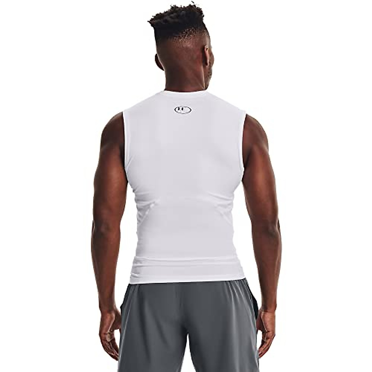 Under Armour Men's Armour HeatGear Compression Sleeveless T-Shirt , White (100)/Black, X-Large