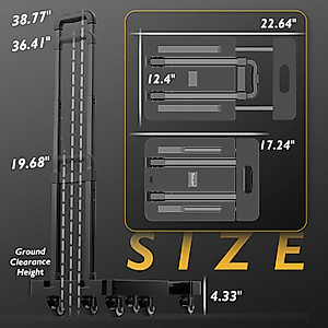 TOOLIOM Folding Hand Truck, 500 lbs Heavy Duty Foldable Luggage Cart with 6 Wheels & 2 Elastic Ropes, Portable Collapsible Dolly Cart with Extendable Base