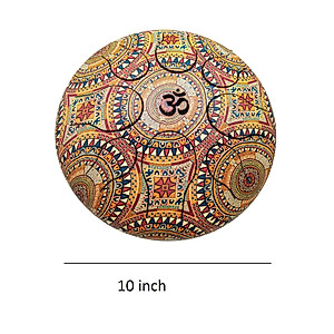 India Meets India Steel Tongue Drum [OM Design], 10 INCHES Drum w/ 8 Notes, Steel Percussion Drum with 2 Mallets & Carry Bag, Steel Drum for Meditation & Yoga - Multicolor