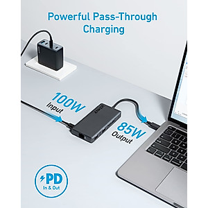 Anker 341 USB-C Hub (7-in-1, 4K HDMI Display) with 3 5Gbps USB-C and USB-A Data Ports, Max 100W Power Delivery, Ethernet for Lenovo, Dell XPS, HP Laptops, MacBook, Ipad, and More