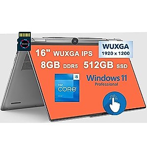 Lenovo Yoga 7i 2-in-1 Laptop | 16" WUXGA IPS Multi-Touch | 13th Gen Intel 10-Core i5-1335U >i7-1255U | 8GB DDR5 512GB SSD | Backlit Fingerprint Thunderbolt FHD Camera Win11Pro Gray + 32GB MicroSD Card