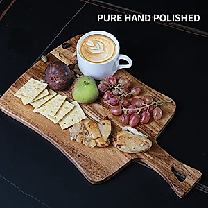 YUSOTAN Acacia Wood Cutting Board for Kitchen,14" x 8.5" Cutting Board with Handle, Charcuterie Paddle, Chopping Board for Meat, Cheese, Bread, Vegetables, Fruits for Kitchen