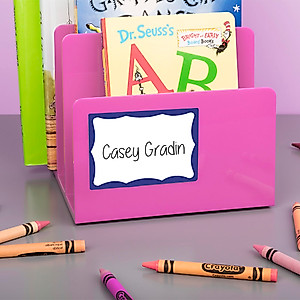 Avery Name Tags, White with Blue Border, 100 Removable Name Badges (05144)