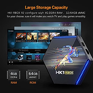 Android 11.0 TV Box, Android Box 4GB RAM 64GB ROM, Supports 2.4G/5G Dual Wi-Fi, USB 3.0, Support 4K,BT4.1, H.265 Smart TV Box, with Remote Control