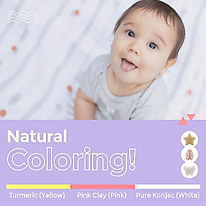 myHomeBody Konjac Baby Sponge for Bathing, Cute Shapes Natural Kids Bath Sponges for Infants, Toddler Bath Time, Natural and Safe Plant-Based Toys, 3pc. Set: Butterfly, Ladybug, Star