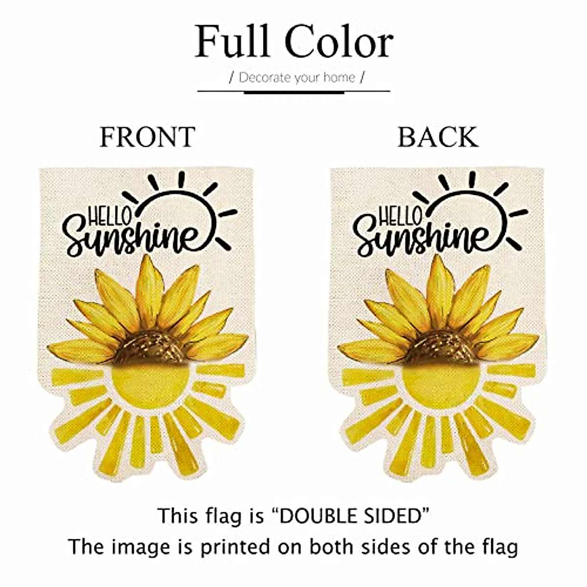 ORTIGIA Summer Hello Sunshine Garden Flag 12x18 Inch Burlap Vertical Double Sided Boho Summer Sunflowers Yard Flag Spring Floral Seasonal Farmhouse Outdoor Flag