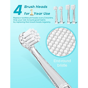 SEAGO Baby and Kids Electric Toothbrush Replacement Heads SG-849 for 513，2139 ，977 - Pack of 4 (025+037