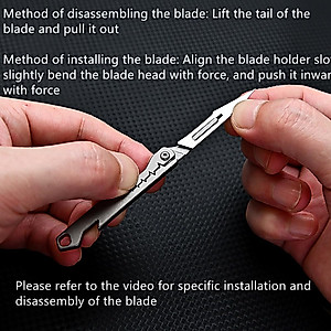 SZHOWORLD Titanium Alloy Keychain Utility Knife, Small Folding Pocket Knife for Women Men with Extra 10PCS #11 Blades