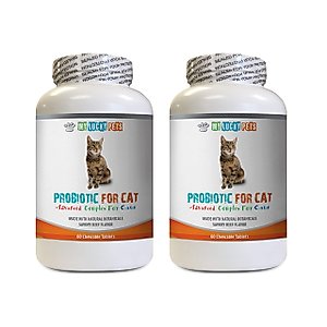 MY LUCKY PETS LLC cat Diarrhea Support - CAT PROBIOTICS - Advanced Natural Digestive AID Formula - GET RID of Bad Breath and Stop Diarrhea - cat probiotics for Diarrhea - 2 Bottles (120 Treats)