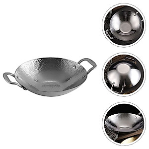 Hemoton Alcohol Pot Cooking Pot Small Stockpot Metal Grilling Wok Cast Iron Wok Omelet Sauce Pan Non Stick Wok Pan Steel Wok Grilling Pan Pasta Pots Chinese Work Spain Stainless Steel