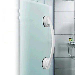 Grab Bar Suction Bathroom Handle Shower Balance Bar Safety Hand Rail Support Handicap Elderly Injury Senior Assist Bath Handle Non Skid White (Color : Silver)