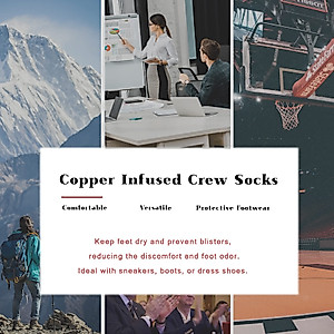Kodal Copper Infused Crew Socks Business Athletic Moisture Wicking Odor Free Comfortable for All Day Wear (5 Pairs)