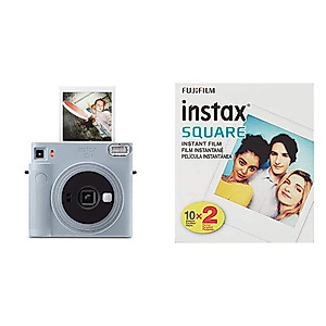 Fujifilm Instax Square SQ1 Instant Film Camera, Glacier Blue Bundle with Instax Square Film, White (20 Exposures)