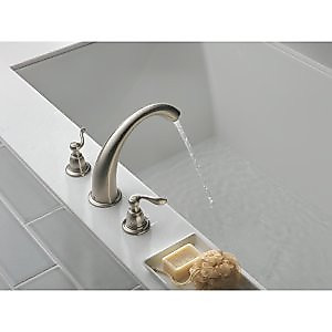 Delta Faucet Windemere 2-Handle Widespread Roman Tub Faucet Trim Kit, Deck-Mount, Stainless BT2796-SS (Valve Not Included), 6.50 x 11.00 x 11.00 inches
