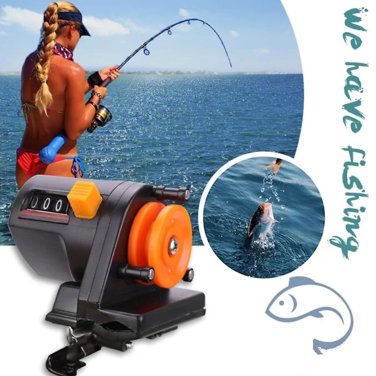 Demeras Fishing Digital Line Counter, Fishing 999m Fishing Line Depth Finder Electronic Guide for Rod Clip on Fishing Counter Trolling Sea Reel Digital Display Rapala Line Counter