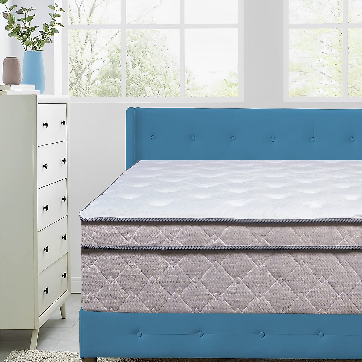 Nutan 13" Extra Plush Bed Mattress, Comfortable Supportive Eurotop Foam Encased Mattresses for Better Body Posture and Positioning, Relieves Pain and Aches, Twin